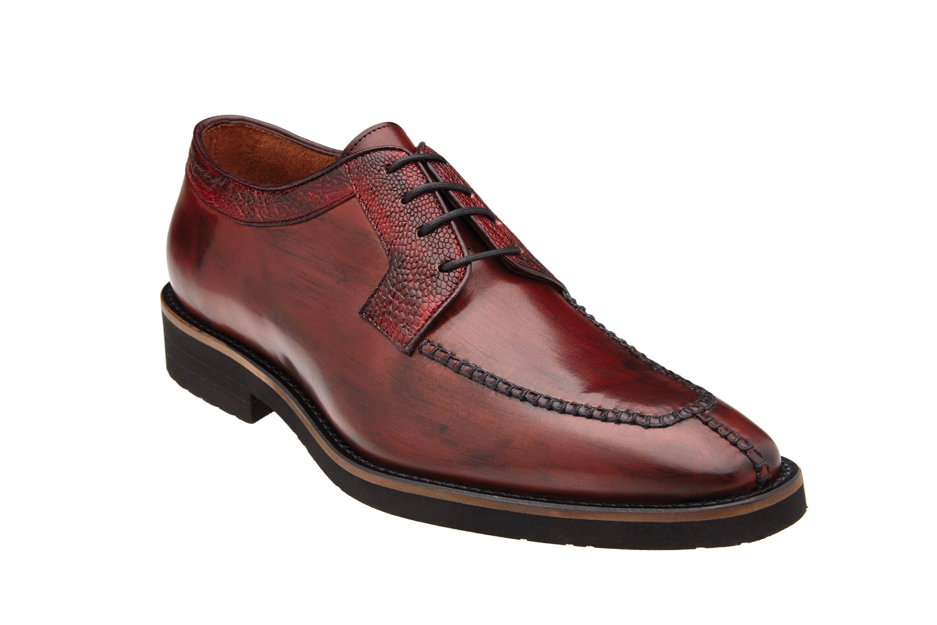 Ostrich and Italian Calf Split Toe Lace -Up with an Ultra Light Rubber ...